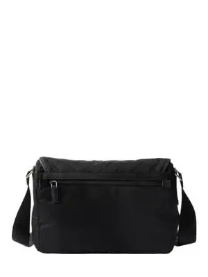 Prada Quilted Re-nylon Shoulder Bag With Saffiano Trim - Black