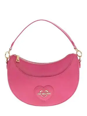 Moschino Saffiano-effect Heart Patch Shoulder Bag - Pink