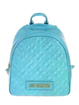Moschino Quilted Laminated Backpack - Blue