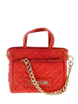 Moschino Mini Love Quilted Logo-plaque Tote Bag - Red