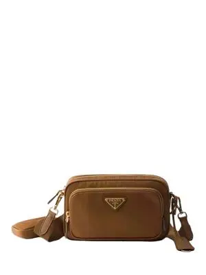 Prada Re-nylon Mini Shoulder Bag With Saffiano Leather Trim - Brown