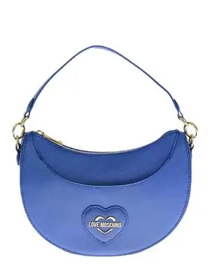 Moschino Saffiano-effect Heart Patch Small Shoulder Bag - Blue
