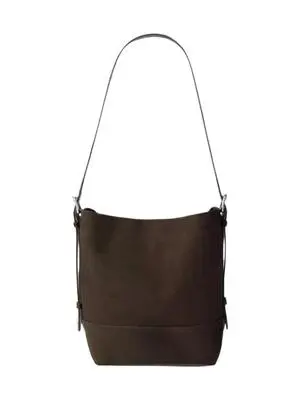 LEMAIRE Small Belted Tote Bag In Alpaca Nubuck - Brown
