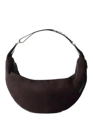 LEMAIRE Large Quiver Clip Bag In Suede Leather - Brown