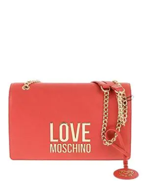 Moschino Plaque Shoulder Bag - Red