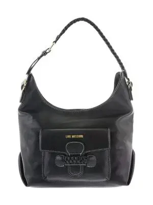 Moschino Braided-handle Love Medium Shoulder Bag - Black