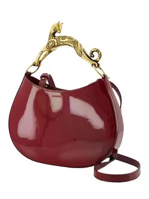 LANVIN Cat Poignée Patent Leather Crossbody Bag - Red
