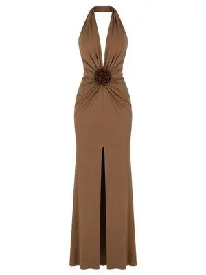 ROSERRY Roserry Mallorca Jersey Open Back Maxi Dress Black