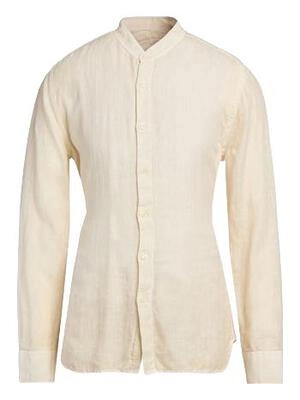 120% Lino Man Shirt Sand Size L Linen Sand