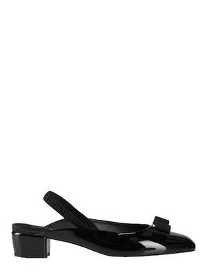 FERRAGAMO Patent Leather Slingback Pumps - Black