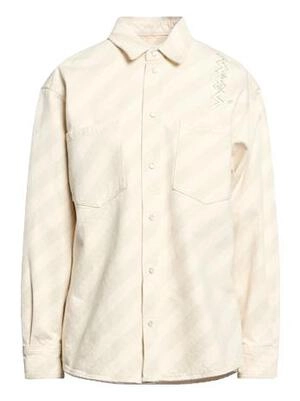 Marni Cotton Denim Shirt With Striped Pattern And Logo Embellishment - Sand