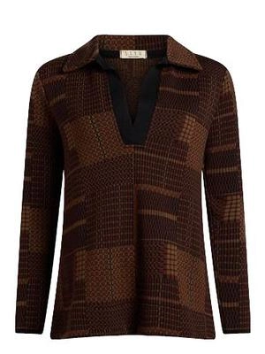 SIYU Geometric Print Merino Wool Sweater - Brown