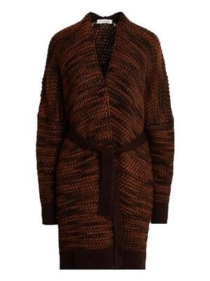 MANILA GRACE Wool Blend Knit Cardigan - Brown