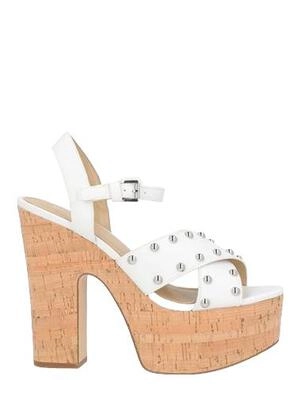 Michael Kors Synthetic Material Platform Sandals With Cork Heel - White