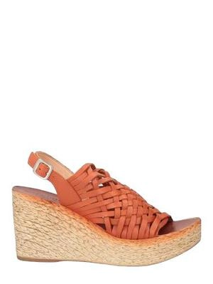 FELMINI Leather Wedge Slingback Sandals - Orange
