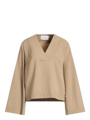 KAOS Polyester Long Sleeve V-neck Top - Beige