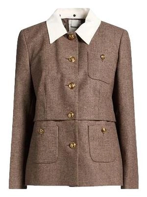 Sandro Houndstooth Wool Blend Blazer - Brown
