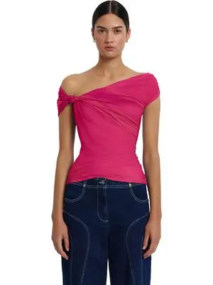 Significant Other Yusra Top With Asymmetrical One-shoulder And Knot Detailing - Fig