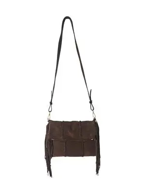 Carlos Falchi Suede Fringe Clutch & Messenger Bag - Brown