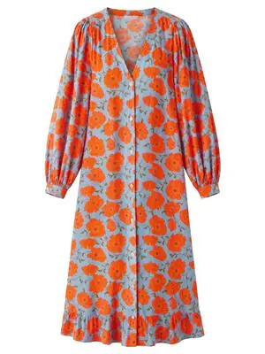 Mind Traveler Micaela Floral Print Viscose Maxi Dress - Blue