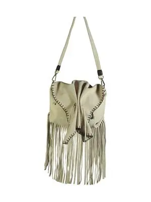 Carlos Falchi Suede Fringe Butterfly Bag - Black