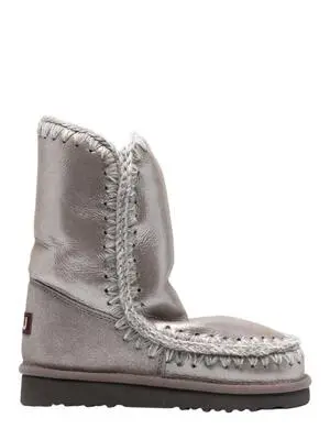 Mou Round-headed Short Boots - Gray