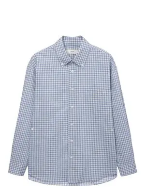 DUNST Long-sleeved Shirt - Soft Blue Check