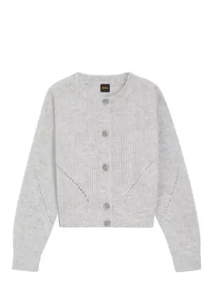 Hugo Boss Button Knitted Cardigan - Light Gray