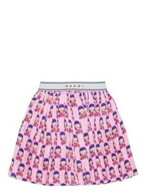 Marni Pleated Skirt With Branded Elastic Waistband - Pink