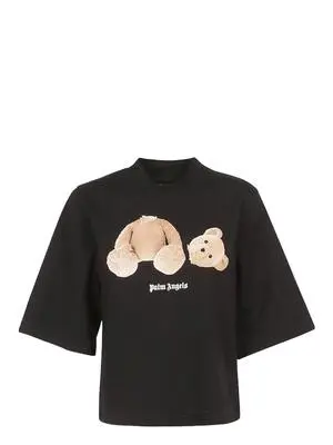 Palm Angels Bear Print Cropped T-shirt - Black