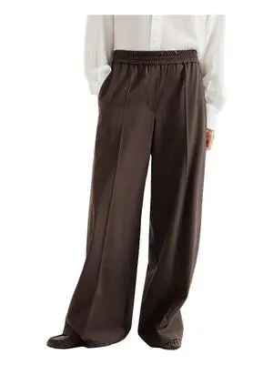 Brunello Cucinelli Brunello Cucinelli Tropical Luxury Wool Loose Track Trousers Coffee