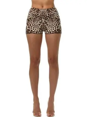 Naked Wardrobe Leopard Jacquard Knit Shorts - Spotted Leopard