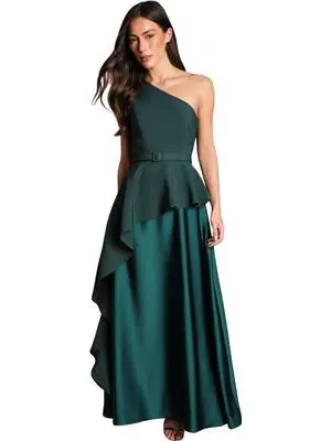 Coast One Shoulder Ruffle Maxi Dress - Emerald