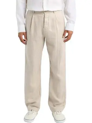 ALEX CRANE Alta Pleated Linen Trousers - Bone