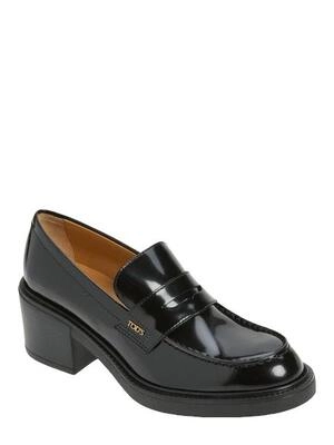 TOD'S Penny Loafer Block Heel Pumps - Nero