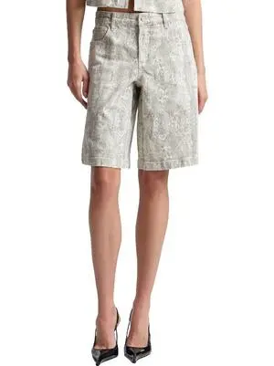 Avec Les Filles Faux Snakeskin Board Shorts - Ecru Python