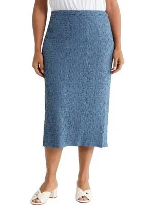 Eileen Fisher Crinkled Organic Cotton Blend Midi Skirt - Cldsp