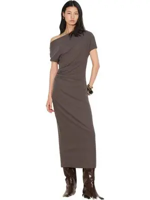 Fabrique Hazel Draped Off-shoulder Maxi Dress - Grey