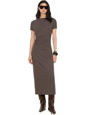 Fabrique Hazel Draped Off-shoulder Maxi Dress - Grey