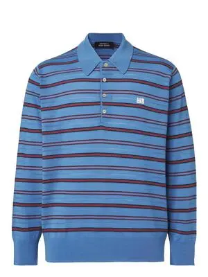 WALES BONNER Beam Striped Wool Polo Sweater - Blue