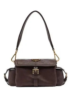 Prada Medium Leather Shoulder Bag - Brown