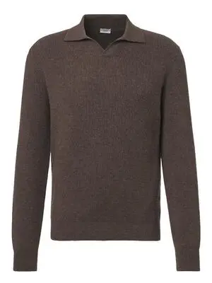 Agnona Ribbed-knit Cashmere Polo Sweater - Brown