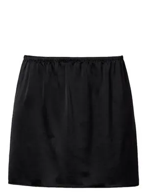 LESET Lace-trimmed Satin Mini Skirt - Black