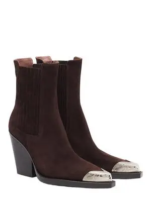 Paris Texas Embellished Suede Cowboy Boots - Brown