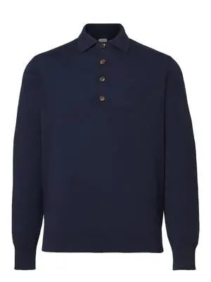 Eleventy Cotton And Cashmere Polo Sweater - Blue