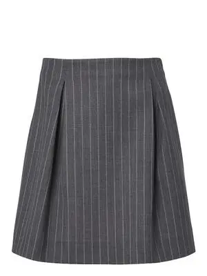 Valentino Garavani Pinstripe Virgin Wool Miniskirt - Grey