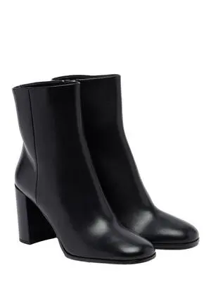 Prada Leather Ankle Boots With Zip Closure - Black