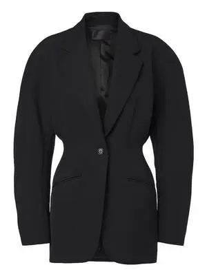 MUGLER Virgin Wool Grain De Poudre Blazer - Black