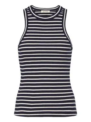 NILI LOTAN Hank Striped Cotton Tank Top - Blue