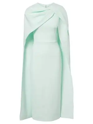 Safiyaa Oria Caped Crêpe Midi Dress - Green